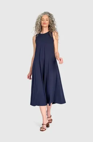Alembika Sleeveless A-line Dress - Navy
