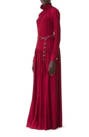 LANVIN Long Pleated Charmeuse Dress