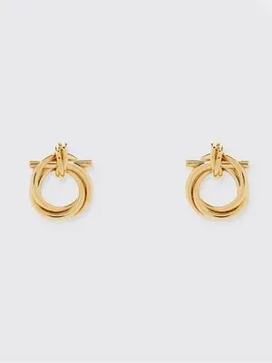 FERRAGAMO Gancini Stud Earrings In Brass - Gold