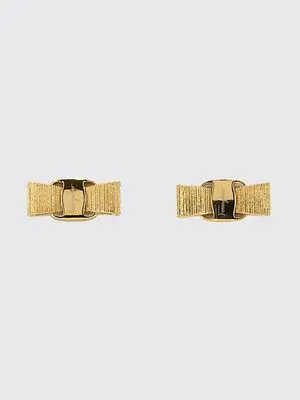 FERRAGAMO Vara Stud Earrings In Brass With Engraved Logo And Pin Closure - Gold