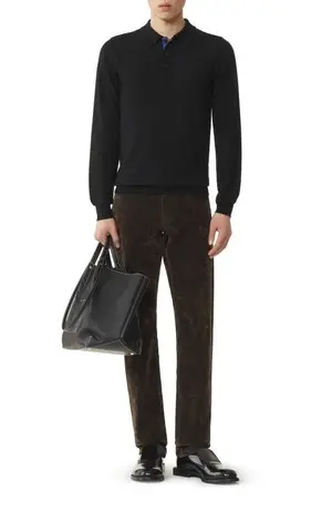LANVIN Classic Polo Shirt In Merino Wool - Black