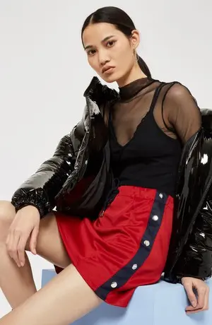 Topshop Sporty Popper Miniskirt