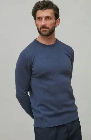 PAUL JAMES Merino Cashmere Crew Neck Sweater - Denim