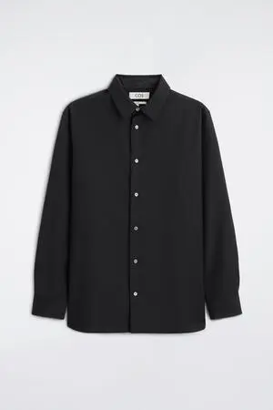Cos Relaxed Wool-twill Shirt - Black