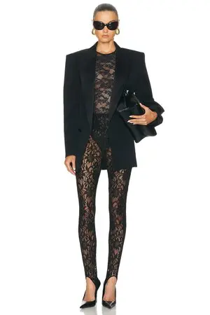 FLEUR DU MAL Le Stretch Lace Short Sleeve Bodysuit - Black