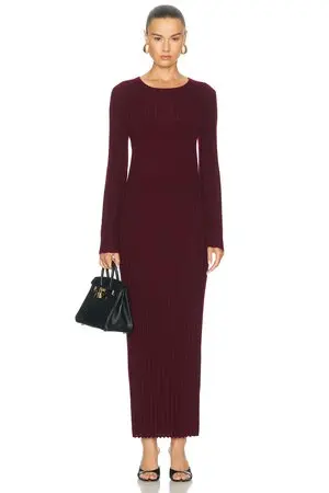 LISA YANG Esme Dress In Wine - Deep Plum