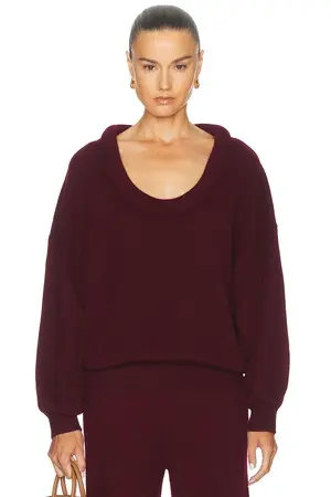 LISA YANG Doria Sweater In Wine - Deep Plum