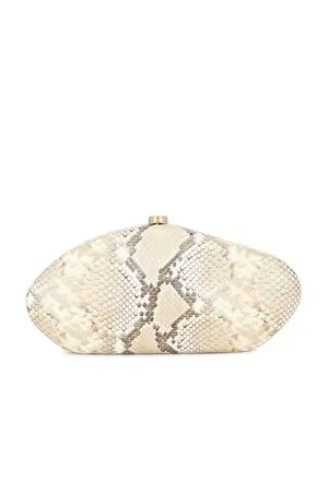 Cult Gaia The Caldera Clutch In Cream - Faded Python