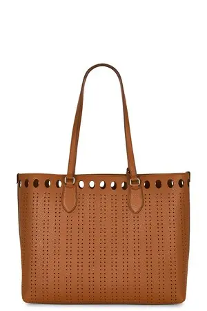 Valentino Garavani Dotte Large Tote Bag In Brown - Cuoio
