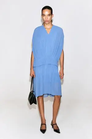 Cos Draped Pleated V-neck Midi Dress