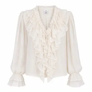 34B Neutrals Felise Ruffle Blouse