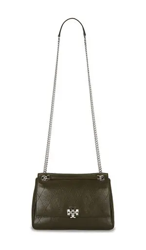 Tory Burch Charlie Quilted Shoulder Bag In Olive - Leccio
