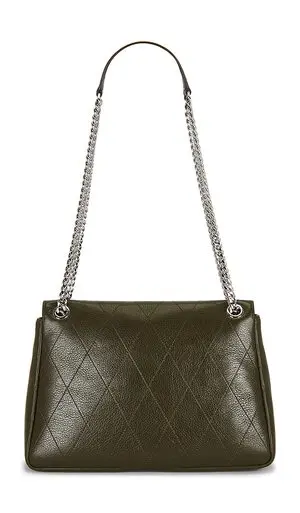 Tory Burch Charlie Quilted Shoulder Bag In Olive - Leccio