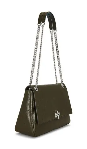 Tory Burch Charlie Quilted Shoulder Bag In Olive - Leccio