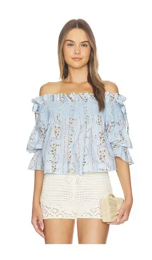 Agua Bendita Isla Navegante Blouse In Blue