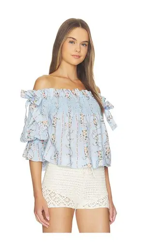 Agua Bendita Isla Navegante Blouse In Blue