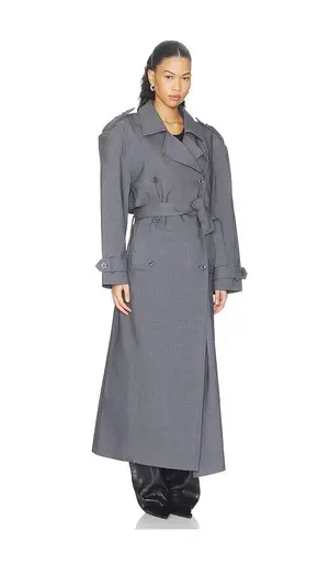 MOTHER OF ALL Brooklyn Long Trench Coat In Grey