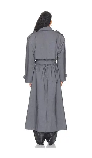 MOTHER OF ALL Brooklyn Long Trench Coat In Grey