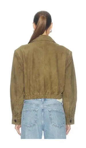 AGOLDE Nahla Cropped Suede Jacket In Brown