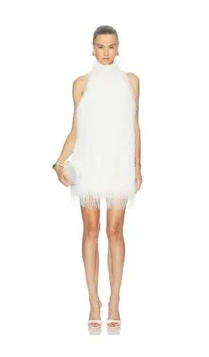 AEXAE Polyester Fringe Halter Mini Dress - Cream
