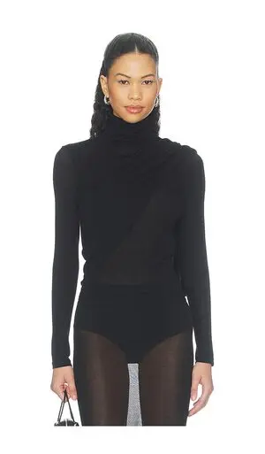 Enza Costa Sheer Cashmere Jersey Bandana Turtleneck