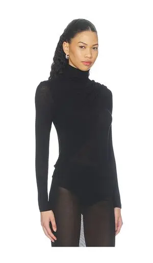 Enza Costa Sheer Cashmere Jersey Bandana Turtleneck