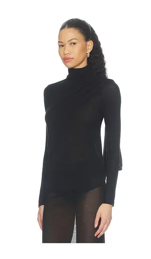 Enza Costa Sheer Cashmere Jersey Bandana Turtleneck