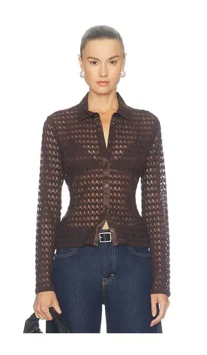 FRAME The Bubble Stitch Shirt In Brown - Chestnut