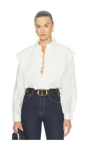 FRAME The Poplin Equestrian Shirt - White