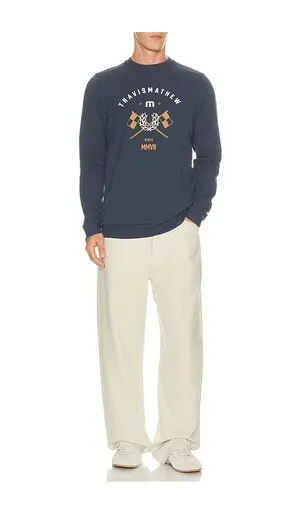 Travis Mathew Varsity Club Crew Sweatshirt In Blue