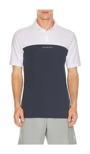 Travis Mathew Featherweight Colorblock Polo In Blue - White