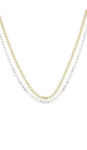 Jenny Bird Double Amalfi Chain Necklace In Two Tone In Metallic Gold