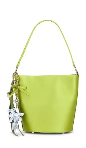 SELF-PORTRAIT Satin Bucket Bag - Green