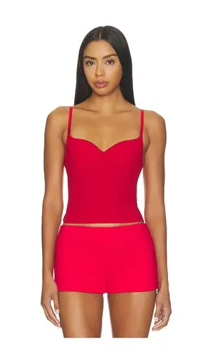 FLEUR DU MAL Built-in Bra Cami Top In Red - Rouge