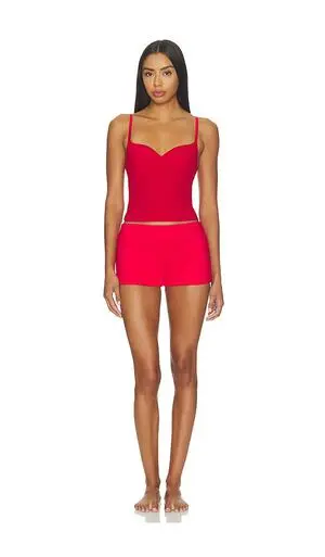 FLEUR DU MAL Built-in Bra Cami Top In Red