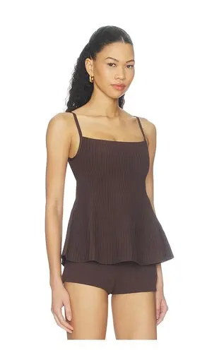 DL1961 Peplum Instasculpt Rib Tank In Brown