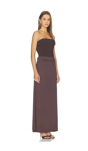 RUNAWAY THE LABEL Taleah Strapless Corset Maxi Dress In Brown