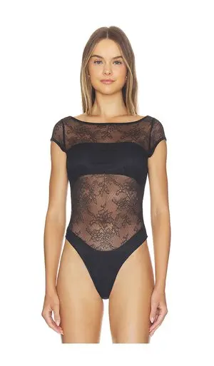 RUNAWAY THE LABEL Opaline Boat Neck Lace Bodysuit