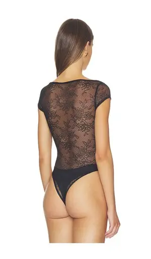 RUNAWAY THE LABEL Opaline Boat Neck Lace Bodysuit