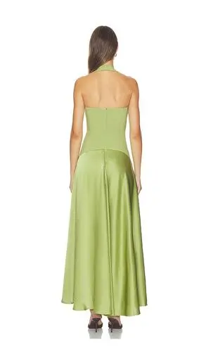 RUNAWAY THE LABEL Odina Square Neck Maxi Dress In Green