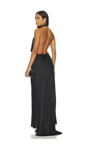 RUNAWAY THE LABEL Marcella Deep Plunge Maxi Dress