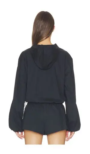 SKIMS Woven Cotton Half Zip Jacket In Black