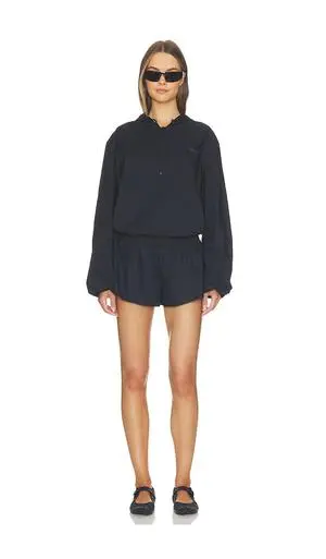SKIMS Woven Cotton Half Zip Jacket In Black