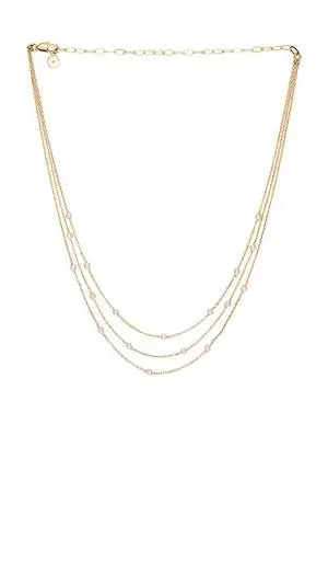 Ettika Perfect Stone Layered Necklace In Metallic Gold - Pink