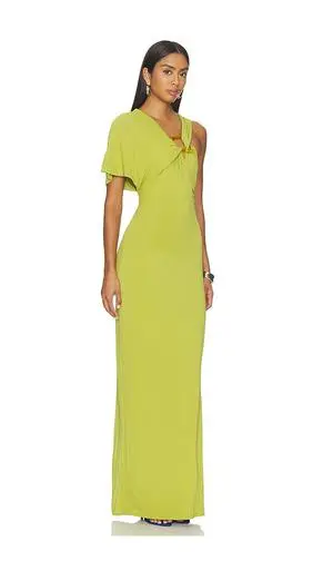 Misha Collection Ona Asymmetrical Dress In Green