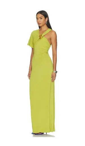 Misha Collection Ona Asymmetrical Dress In Green