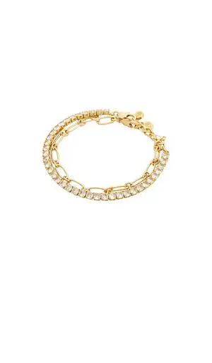 Ettika Crystal & Oval Chain Bracelet Set In Metallic - Gold