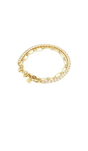 Ettika Crystal & Oval Chain Bracelet Set In Metallic