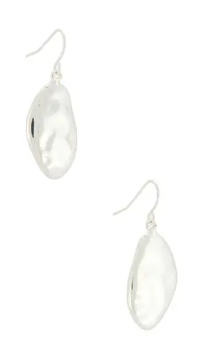 Ettika Hammered Oval Drop Earrings In Metallic - Silver