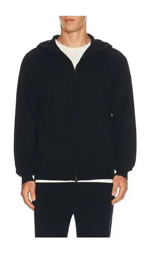LISA YANG Emerson Hooded Zip Sweater In Blue